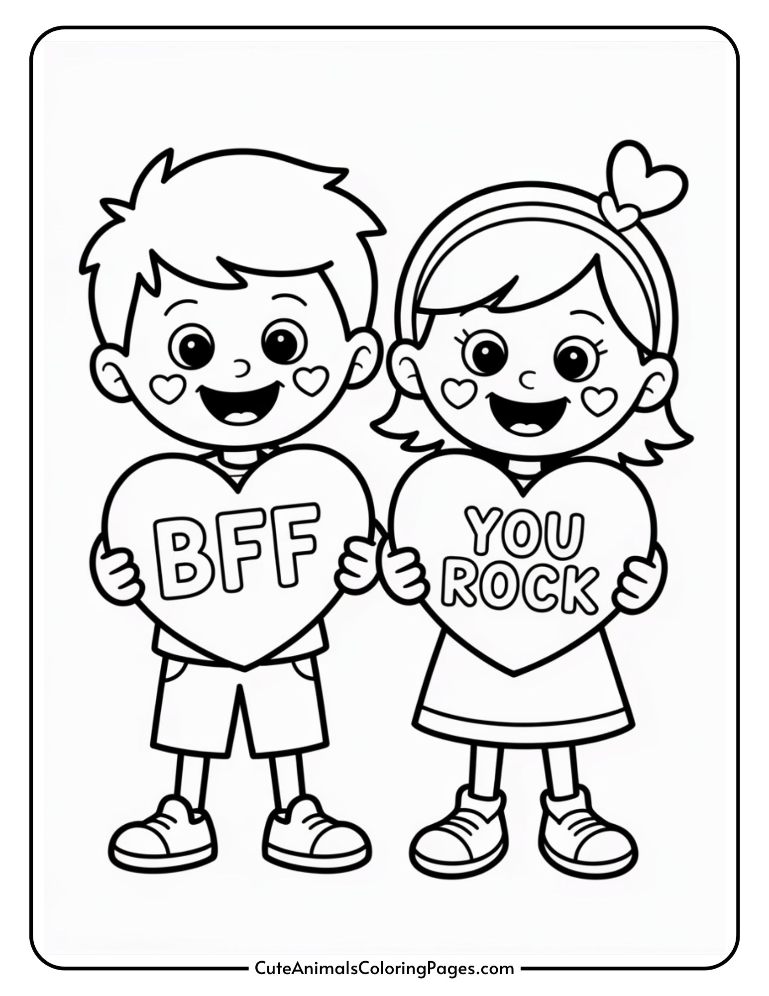 Valentine Coloring Pages For Kids (15 Pages To Color) - Cute Animals ...