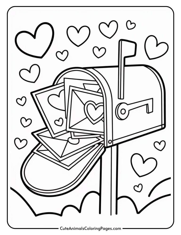 Valentine Coloring Pages For Kids (15 Pages To Color) - Cute Animals ...