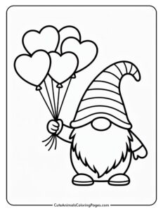 Valentine Gnome Coloring Pages (13 Coloring Sheets) - Cute Animals ...