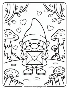 Valentine Gnome Coloring Pages (13 Coloring Sheets) - Cute Animals ...