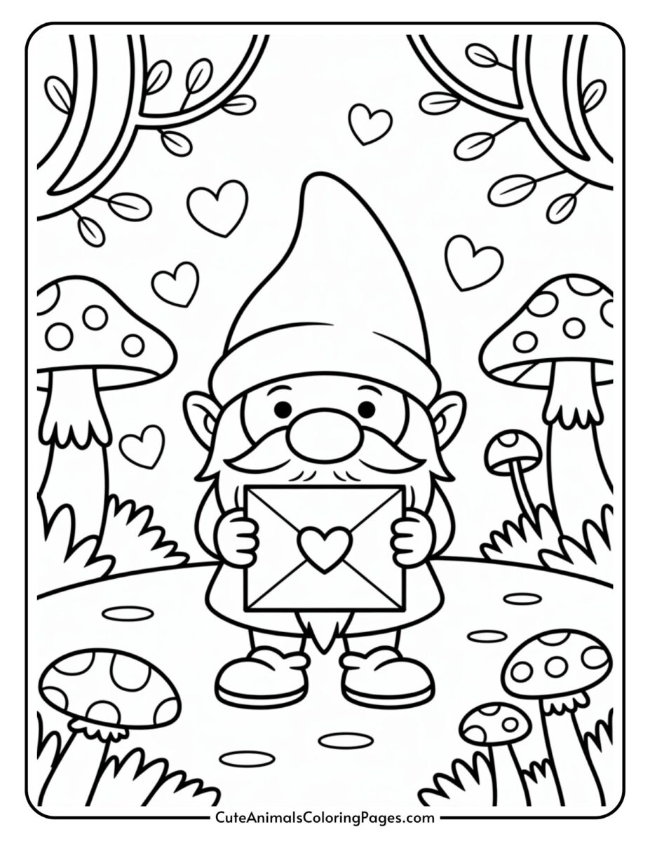 Valentine Gnome Coloring Pages (13 Coloring Sheets) - Cute Animals ...