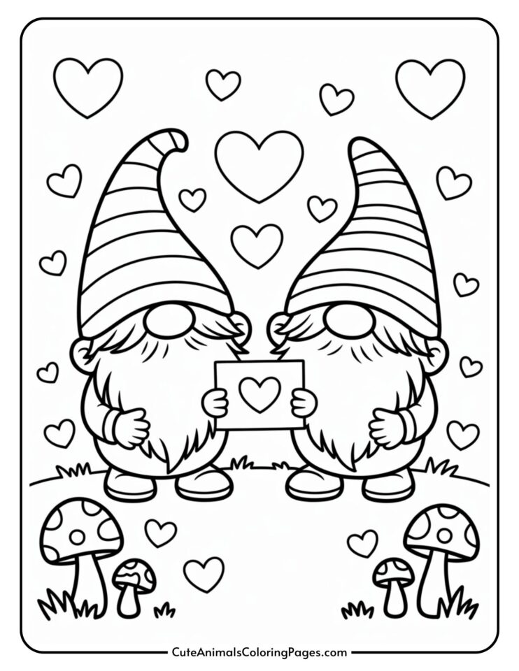Valentine Gnome Coloring Pages (13 Coloring Pages) - Coloring Feel