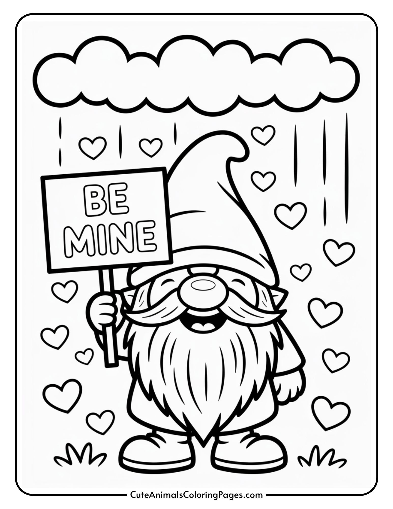 Valentine Gnome Coloring Pages (13 Coloring Sheets) - Cute Animals ...
