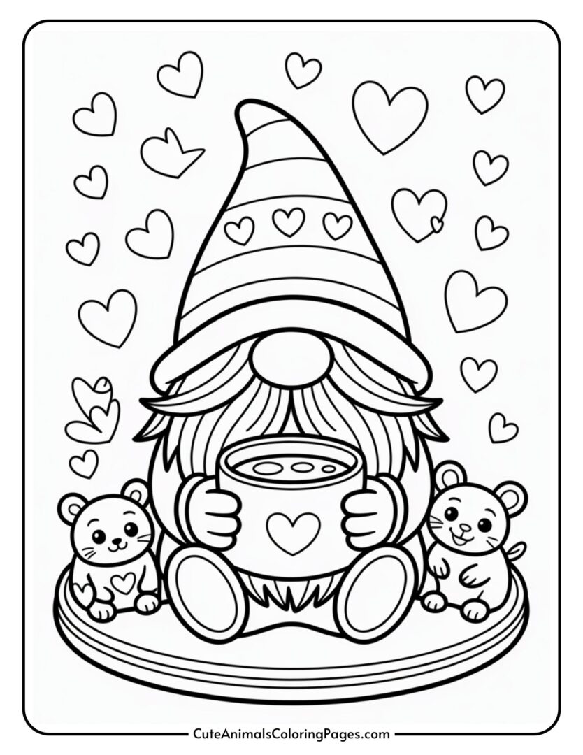 Valentine Gnome Coloring Pages (13 Coloring Sheets) - Cute Animals ...