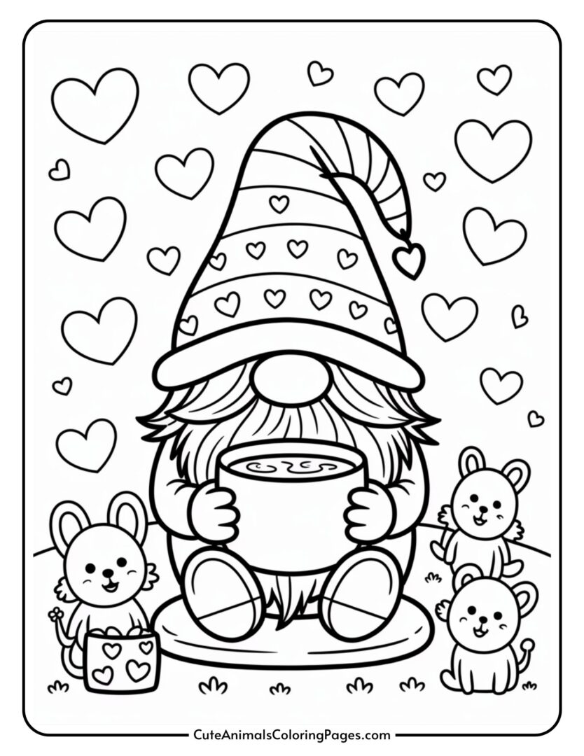 Valentine Gnome Coloring Pages (13 Coloring Sheets) - Cute Animals ...